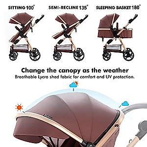 Blahoo Baby Stroller for Toddler .Foldable Aluminum Alloy Pushchair with Adjustable Backrest.Bassinet Stroller Adjustable Direction