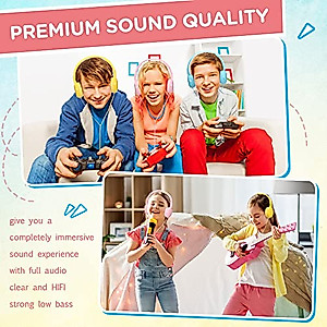 3 Pcs Kids Headphones Multi Color with Microphone 3.5 mm Jack Stereo Headphones Adjustable Wired on Ear Headphones for School Classroom Children Girls Boy Teen Computer Tablet Library Travel Airplane