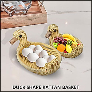 Shop LC Set of 2 Home Room Decor Beige Multi Purpose Durable Duck Shape Rattan Basket