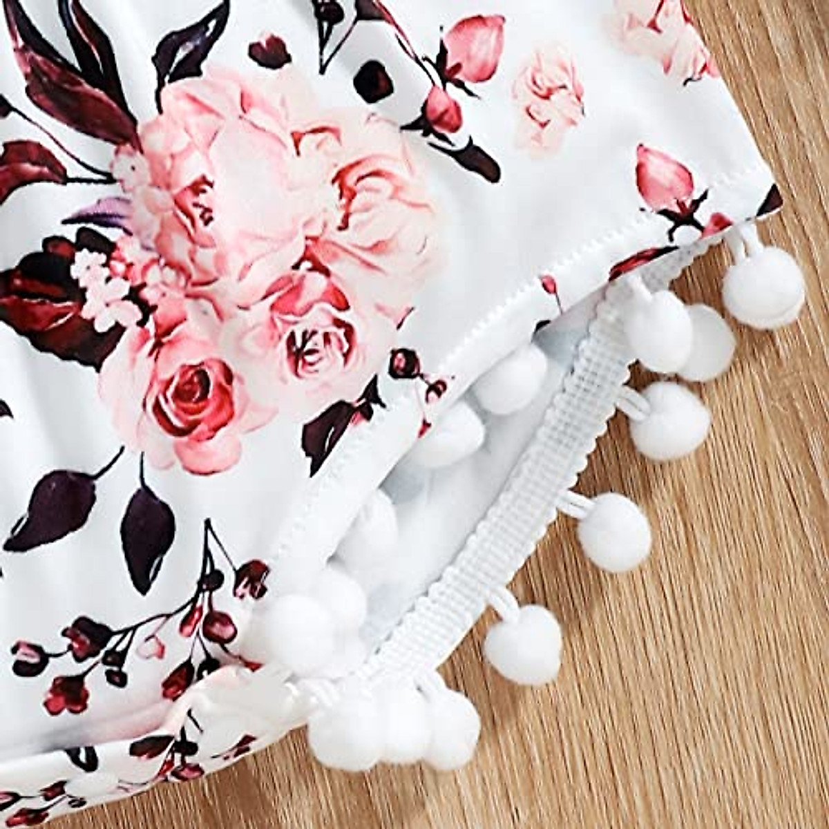 Hascloth Newborn Baby Girl Romper Infant Tassel Bodysuit Floral Dress Shorts Jumpsuit Ruffle Sleeveless Summer Clothes Outfit Set Brown 0-3 Months