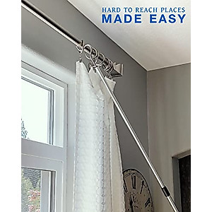 Richards Homewares Shepherds Aluminium Pole with a 2.75-Inch Hook and Cushioned Handle, Lightweight, Extendable from 36 to 62-Inch, Silver