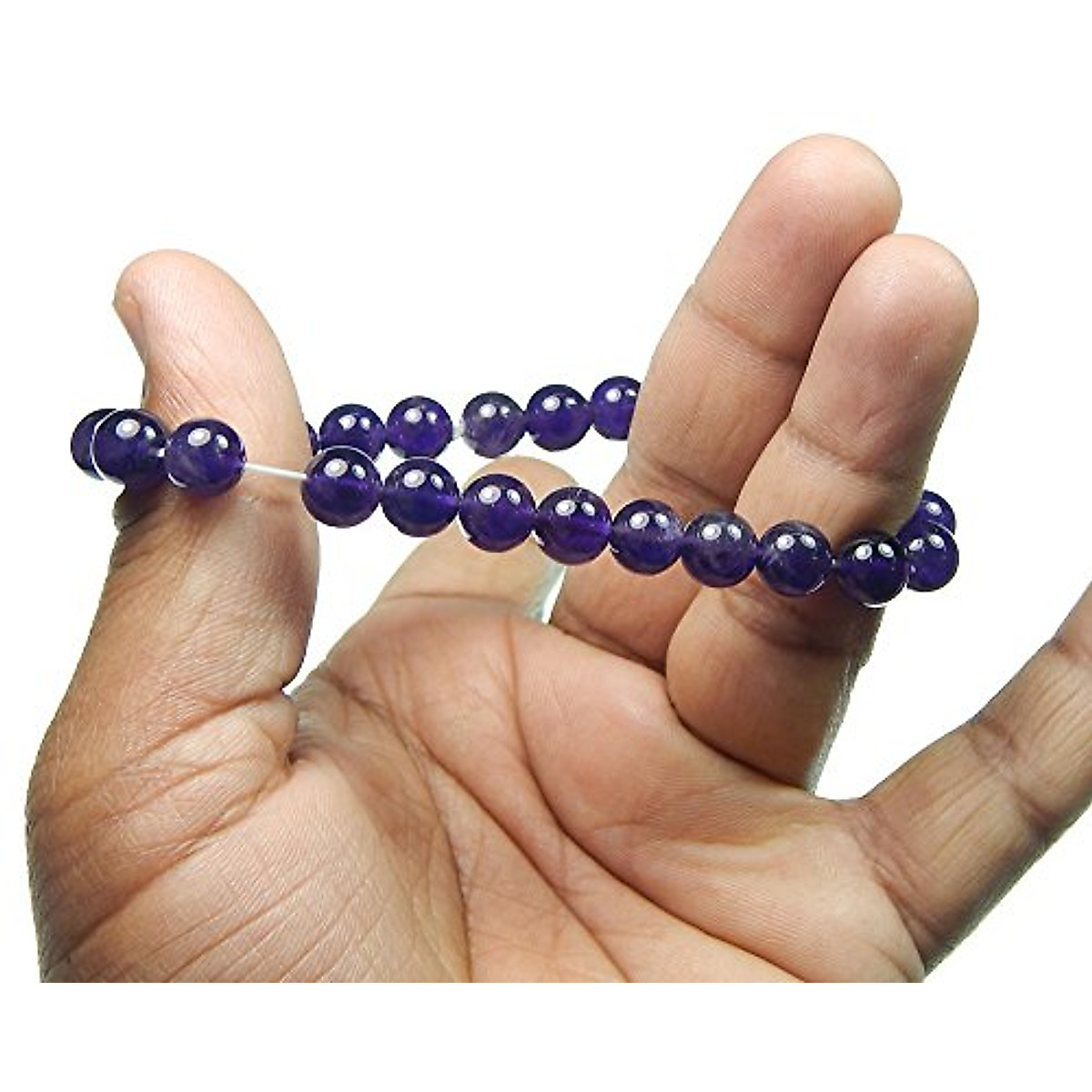 Myhealingworld Natural Amethyst Gemstone Bracelet Round 8mm Beaded Bracelet February Birthstone Wristband Balancing Stretch Wristlet for Men Women