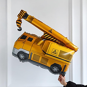 Construction Birthday Party Supplies 147pcs Construction Balloon Arch Garland Kit, Orange Black Excavator Dump Truck Hammer Drill Foil Mylar Balloon for Construction Theme Birthday Party Decorations