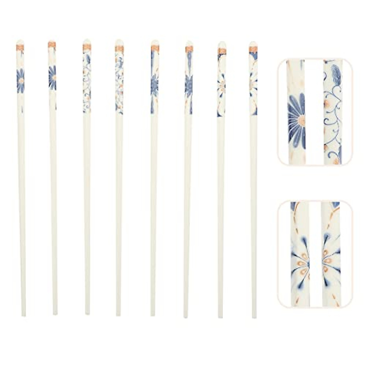 Luxshiny Metal Chopsticks Ceramic Chopsticks 4Pairs Square Japanese Style Non- Slip Cooking Serving Chopsticks Reusable Sushi Chopsticks Kitchen Supplies for Restaurant Home Use Japanese Decor