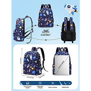 Tpeohan Blue Boys Backpacks for Elementary School Backpack for Boys 8-12 Middle School Space