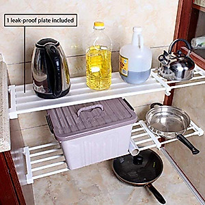 TabEnter Adjustable Shelf Organizer Expandable Closet Shelf and Rod with No Drilling for Wardrobe Cupboard Kitchen Bookcase (18.2" - 29.5")