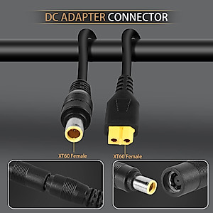 GELRHONR DC 8mm to XT60 Solar Panel Adapter Power Cable,14AWG DC7909 to XT60 Connector Jack Cable for Solar Generator Portable Power Station 1M (Balck - 1M - XT60 Female to DC7909 Male)