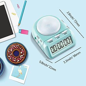 Ygoyqeut Large Button Silent & Lock Functions Dight Timer, Countup/ Countdown Timer for Kids, Digital Kitchen Timer, Cute Time Management Tool for Study, Classroom, Cook, Meditation