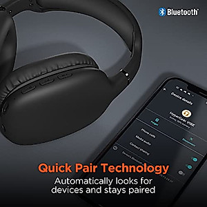 HyperGear Vibe Wireless Bluetooth Headphones with Mic, Noise Isolating Fit, Memory Foam Ear Cup & Quick paring for Travel, Home Office, Online (Black)