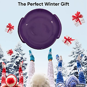 Superio Round Saucer Snow Sled, Purple Spiral Plastic Sled with Handles 24" Winter Snow Fun for Kids and Adults