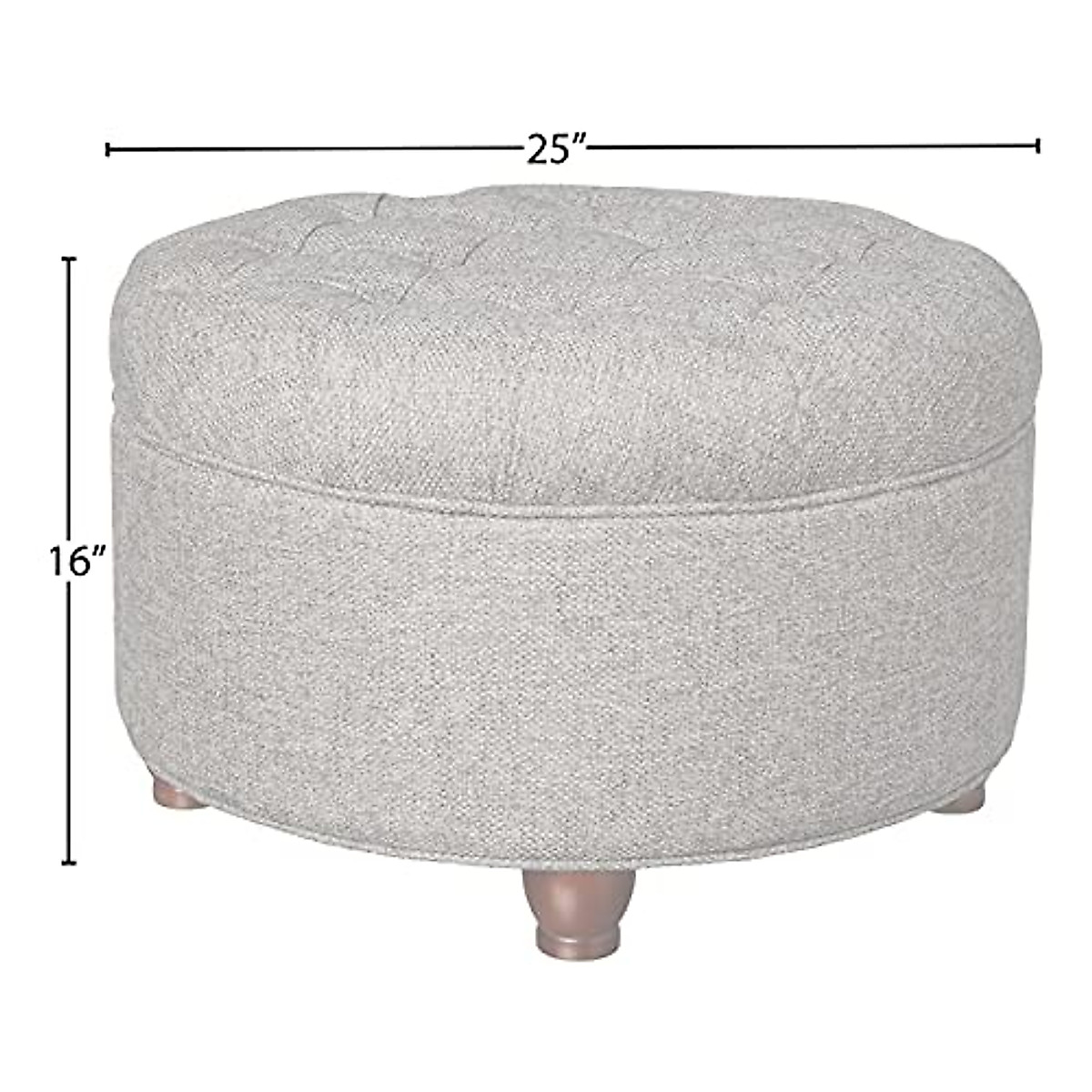Homepop Home Decor | Large Button Tufted Woven Round Storage Ottoman | Ottoman with Storage for Living Room & Bedroom (Dark Gray)