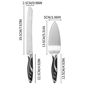 LUSHIG Wedding Cake Knife and Server Set, Stainless Steel Cake Serving Set with Non Slip Swirl Grip, One Piece Construction Cake Cutter Slicer And Server Spatula For Weddings, Anniversaries, Birthday