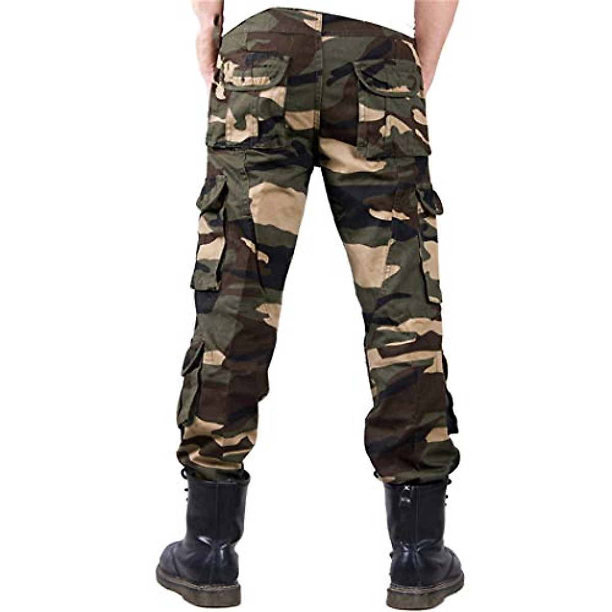 MNXOIA Men Casual Tactical Camouflage Cargo Pants Camo Pattern Army Combat Pants Cotton Work Pockets Military Trousers Gray Camo 32