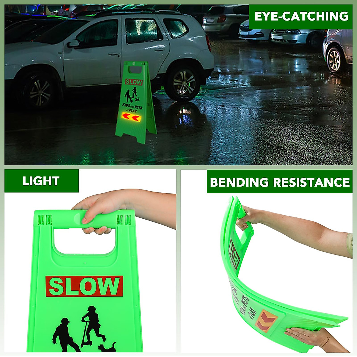 XPCARE 4 Pack Kids Playing Sign for Street, Children at Play Safety Sign with Reflective Tapes,Caution Slow Down for Street,Kids and Pets at Play Warning Sign
