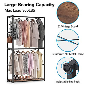 Tribesigns Freestanding Closet Organizer Storage, 78 inches Heavy Duty Garment Rack with Double Rods, Industrial Clothes Clothing Rack for Hanging Clothes, Closet, Laundry Room, Capacity 300 lbs