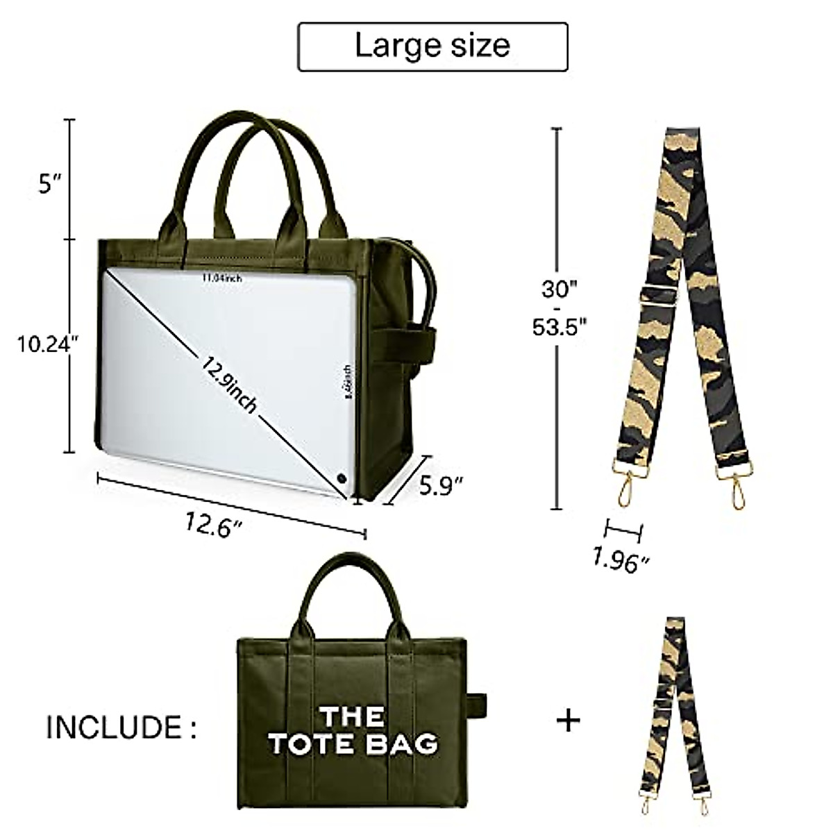 The Tote Bag For Women,Womens Tote Bags with zipper,Canvas Tote Purse Can shoulder/crossbody,Handbag