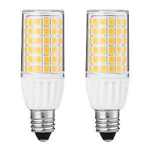2-Pack T4 JD 5W E11 LED Bulbs Dimmable,/No Flicker CRI 85+, UL Certification / Mini-Candelabra Base Light Bulb/ for Ceiling Fans, Chandeliers,Pendants, Table Lamps, Cabinet Lighting (Daylight White)
