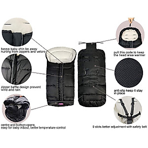 Go 3-Seasons Water Repellent Stroller Footmuff, Baby Cozy Toe Pushchair Sleeping Bag Toddler,Winter Outdoor Tour Stroller Bunting Bag