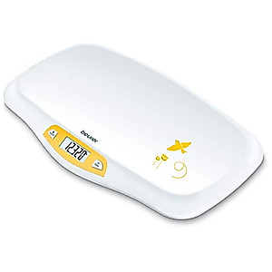 Beurer BY80 Digital Baby Scale, Infant Scale for Weighing in Pounds, Ounces, or Kilograms up to 44 lbs, Newborn Scale with Hold Function, Pet Scale for Cats and Dogs