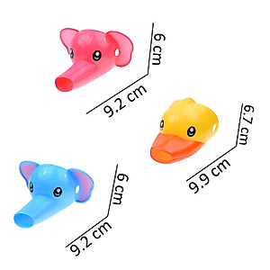 Kare & Kind Animal Shaped Faucet Extenders - 3 Pack - Fun Water Spouts for Toddlers, Kids, Children - Promotes Personal Hygiene and Handwashing - Colorful Yellow Duck, Pink and Blue Elephant Design