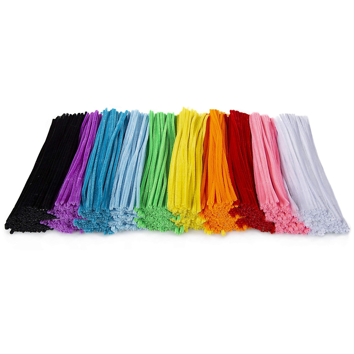 zees 1,000 Pipe Cleaners in 10 Assorted Colors, Value Pack of Chenille Stems for DIY Arts and Craft Projects and Decorations - 6mm x 12 Inches (1000)