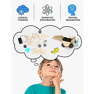 Poraxy STEM Model Car Kits, Toys for Boys Age 8-12, 5 in 1 Kids Wood Building Kit 8-10, 3D Wooden Puzzles, Educational Science Crafts Kits, Birthday Gifts for 8 9 10 11 12 13 14 Years Old Boys