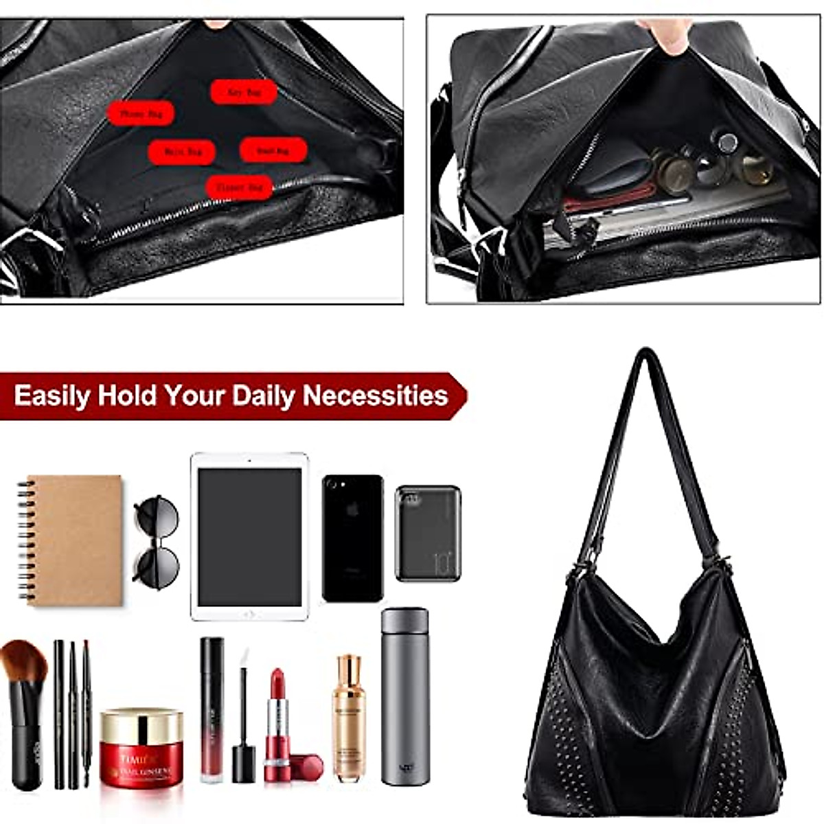 Tote Bag for Women Pu Leather Large Shoulder Purse and Handbags with Adjustale Should Strap