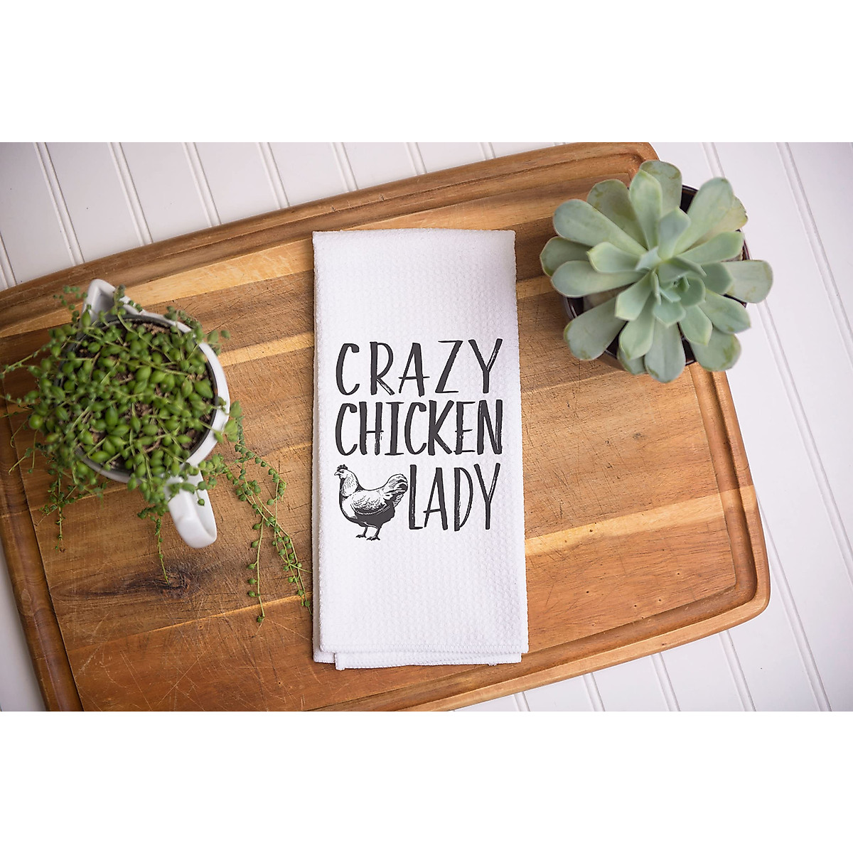 CANARY ROAD Crazy Chicken Lady Towel, Chicken Mom, Chicken Gift, Chicken Lady, Chicken Farmer Gift, Backyard Farmer Gift, Kitchen Towel