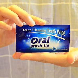 Mint Flavor Finger Teeth Wipes Disposable Brush Ups,Pack of 100,Dark Blue