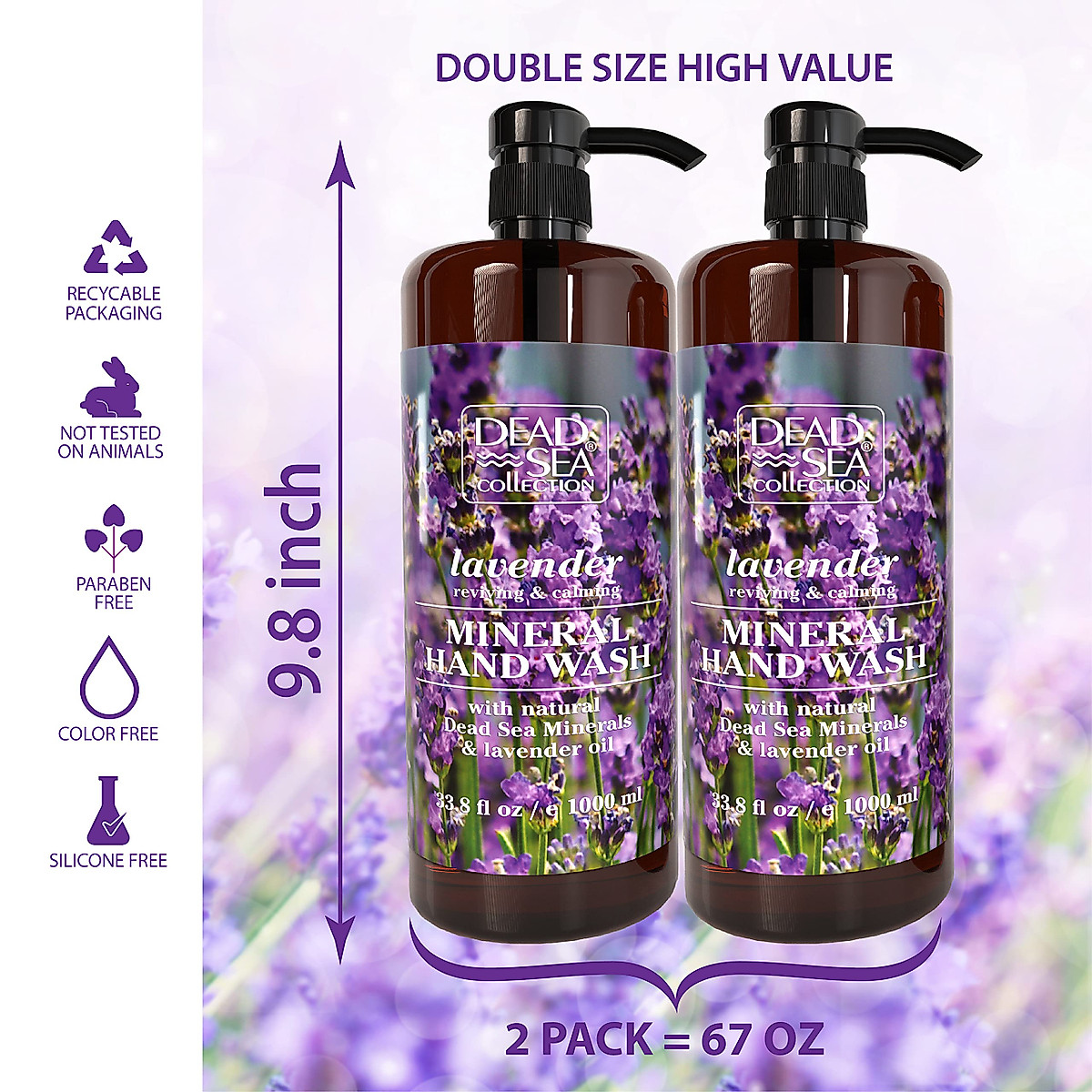 Dead Sea Collection Lavender Liquid Hand Soap - Pack Of 2 (33.8 Fl. Oz Each)