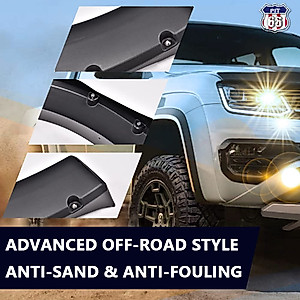 PIT66 Fender Flares, Compatible With 1999-2007 Ford F250 F350 Super Duty(ONLY Fit Styleside Models), Rugged Textured Black Pocket Riveted Style Wheel Flares Set, 4 Pcs