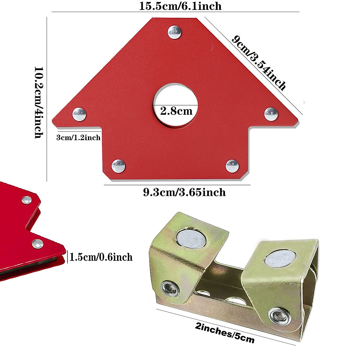 OBPSFY 4Pcs Arrow Welding Magnets Set,50 Pounds Welding Magnets Holder with 4Pcs V Type Welding Clamps,Multi-angle Metal Working Tools and Equipment Welding Accessories