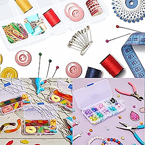 Auniwaig Plastic Jewelry Organizer Box, 10 Grids Jewelry Organizer Plastic Bead Storage Container with Adjustable Dividers, for Beads, Jewelry, Fishing Hook, Letterboard Letters and Small Parts