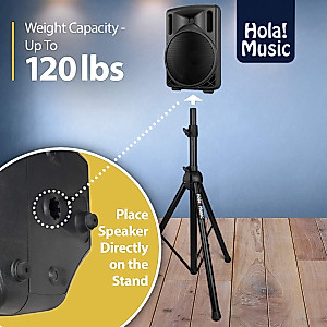 Pair of PA Speaker Stands by Hola! Music, Professional Heavy-Duty Tripod Structure, 4-6ft Adjustable Height, Model HPS-500PA