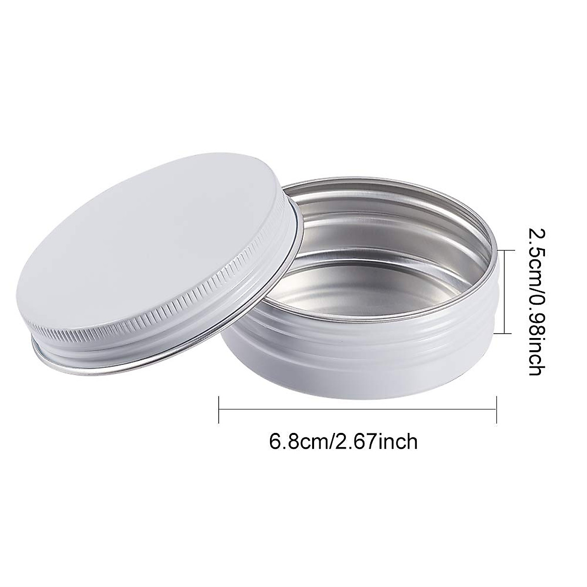 BENECREAT 14 Pack 2 OZ Tin Cans Screw Top Round Aluminum Cans Screw Lid Containers - Great for Store Spices, Candies, Tea or Gift Giving (White)