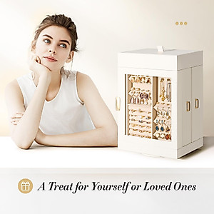 TidyStash 360° Rotating Jewelry Organizer - Large, Elegant Jewelry Boxes for Women Necklace, Ring & Earring Storage, Vertical Jewelry Organizers and Storage