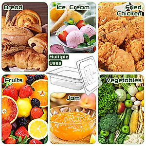 Cezoyx 3 Pack 1/2 Size Food Pans with Lids, 4 Inch Clear Food Pans, Acrylic Commercial Food Containers for Kitchen, Restaurant and Cafeterias