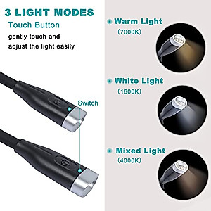 Book Light, Book Light for Reading in Bed, Fast Recharge, Neck Reading Light Slim with 3 Modes, Super Flexy, Hands Free Versatile Neck Light, Up to 70 Hours.Gift for Knitting, Sewing, Camping. (Black)
