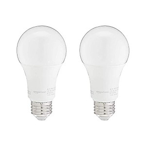 Amazon Basics - A19 LED Light Bulb, Daylight White, 15W (Equivalent to 100W), Non-Dimmable, 10,000 Hour Lifetime, 2-Pack