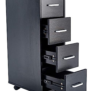 Home Office Desk with Storage, 41.73" Computer Desk with Four Drawers and A Door Modern Simple Style Writing Desk Gaming Sturdy Table Workstation for Home, Reading Room, Office, Bedroom - Black