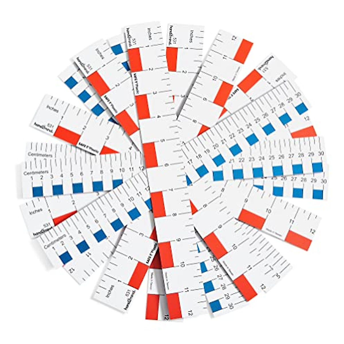 hand2mind 12 inch Flexible Safe-T Plastic Beginner Rulers, Set of 12