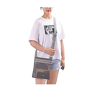USPECLARE Heavy Duty Semi-Transparent small Mesh Purse, See Through Mesh Crossbody Bag (Grey)