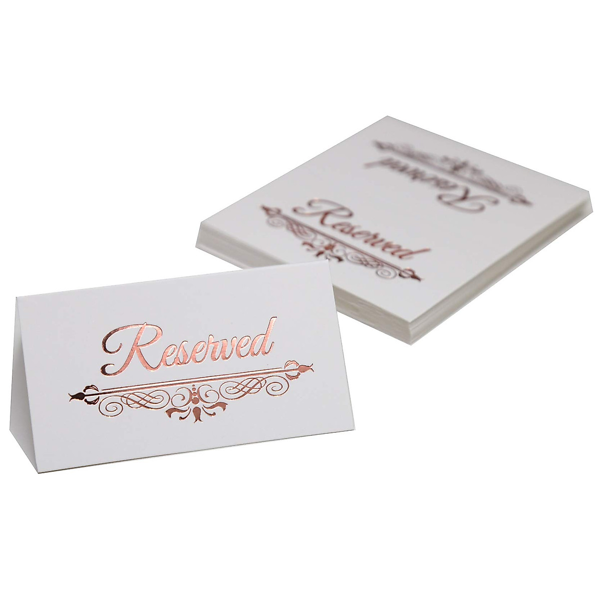 Reserved Table Signs Cards Rose Gold Foil, 20-Pack Table Tent, VIP Place Card, Double Sides Reserved Rose