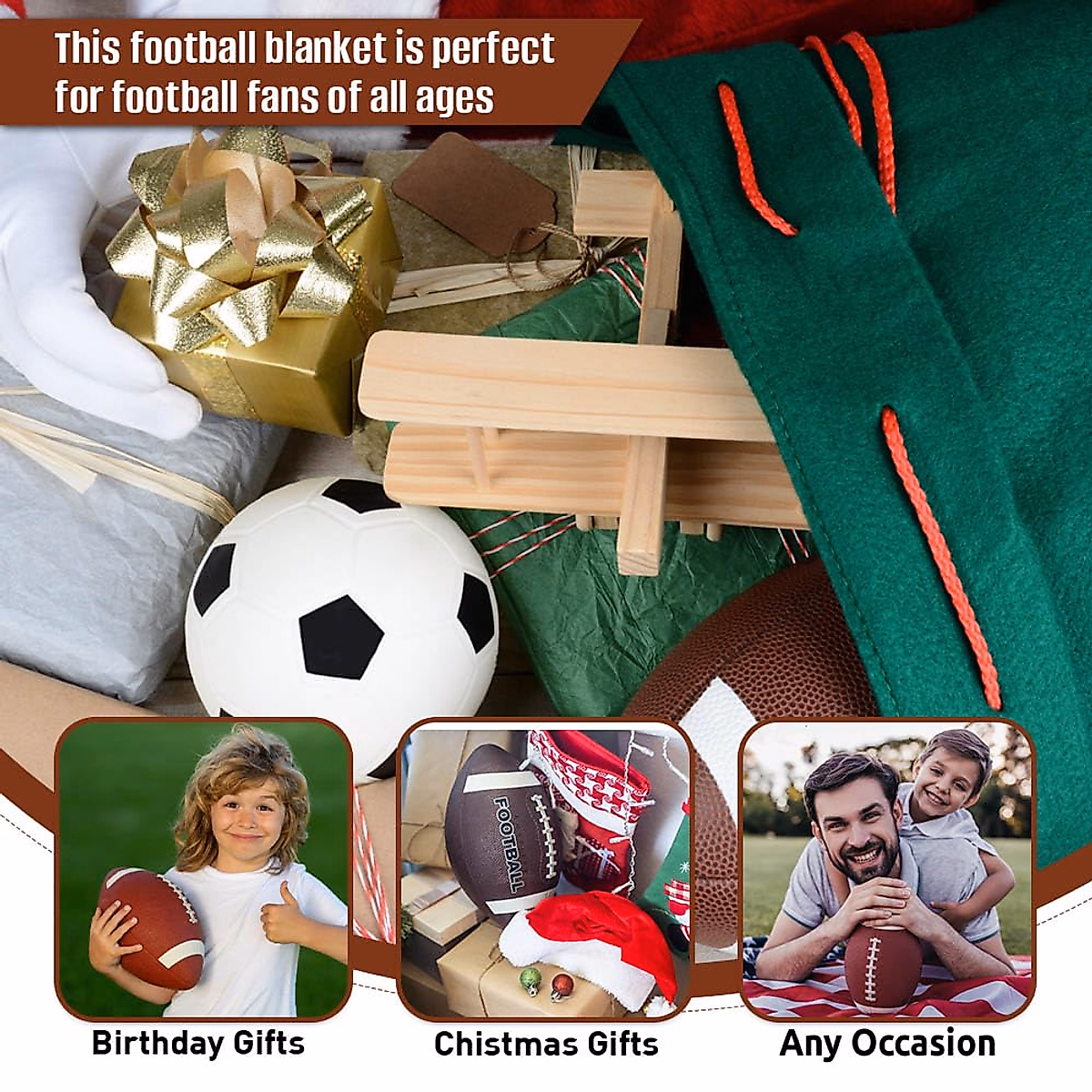 TEEMAN Personalized Football Blanket & Throws, Custom Football Senior Night Gifts 2024 for Boys, Players, Football Gifts for Boys 8-12, Football Fleece Blanket for Football Players