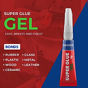 4Gx 5 Value Pack Super Glue Gel All Purpose with Anti Clog Cap. Super Fast & Strong Adhesive Superglue, Cyanoacrylate Glue for DIY Crafts and Many More