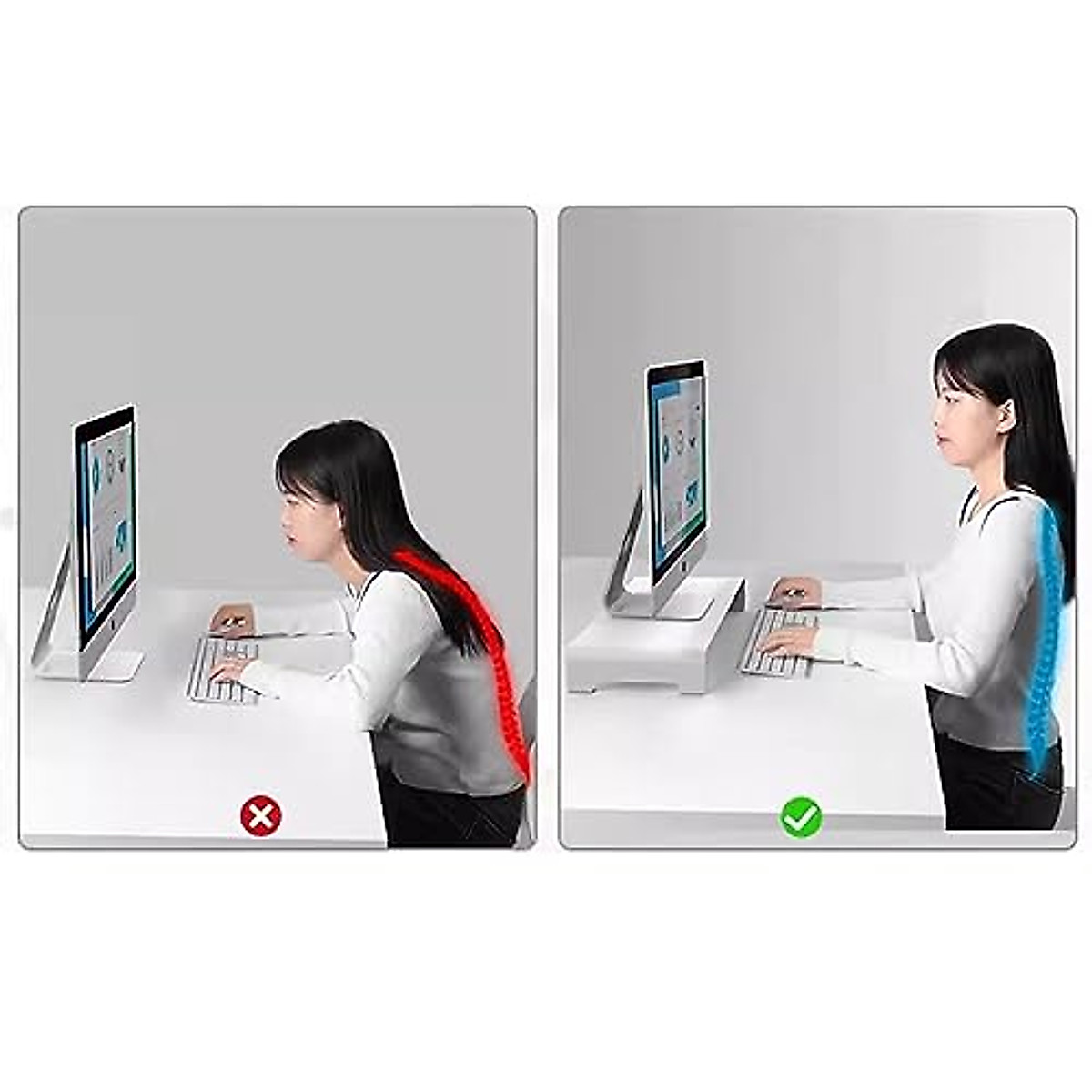 NOODCO Metal Monitor Riser Ergonomic Aluminum Alloy Laptop Stand Non-Slip Long Computer Monitor Shelf, Desktop Riser Heavy Duty Shelf Desk Organization Home Office