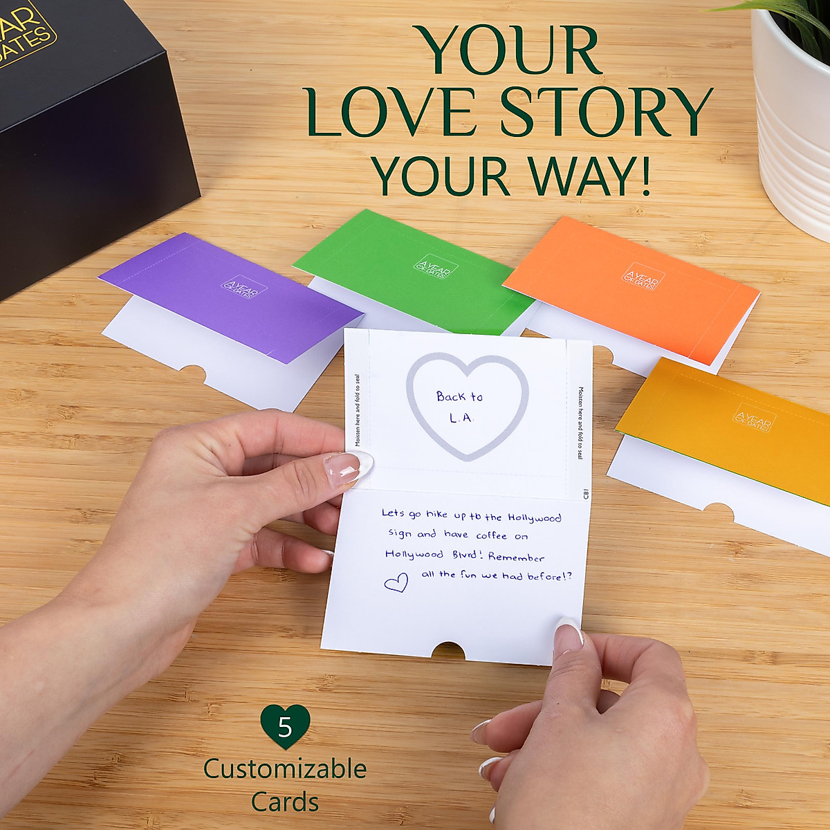 A Year Of Dates: Surprise Edition - Christmas gift. A Date Night Box with Sealed Date Ideas, Perfect Paper Wedding Anniversary present. Couple Date Night Ideas