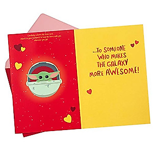 Hallmark Star Wars Valentines Day Card for Kid with Removable Backpack Clip (Baby Yoda)
