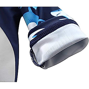 BAOPTEIL Baby/Toddler Boys Swimsuit One Piece Kids Zipper Bathing Suit Swimwear with Sun Hat Rash Guard Surfing Suit UPF 50+ (Ferocious Shark, 9-18 Months)