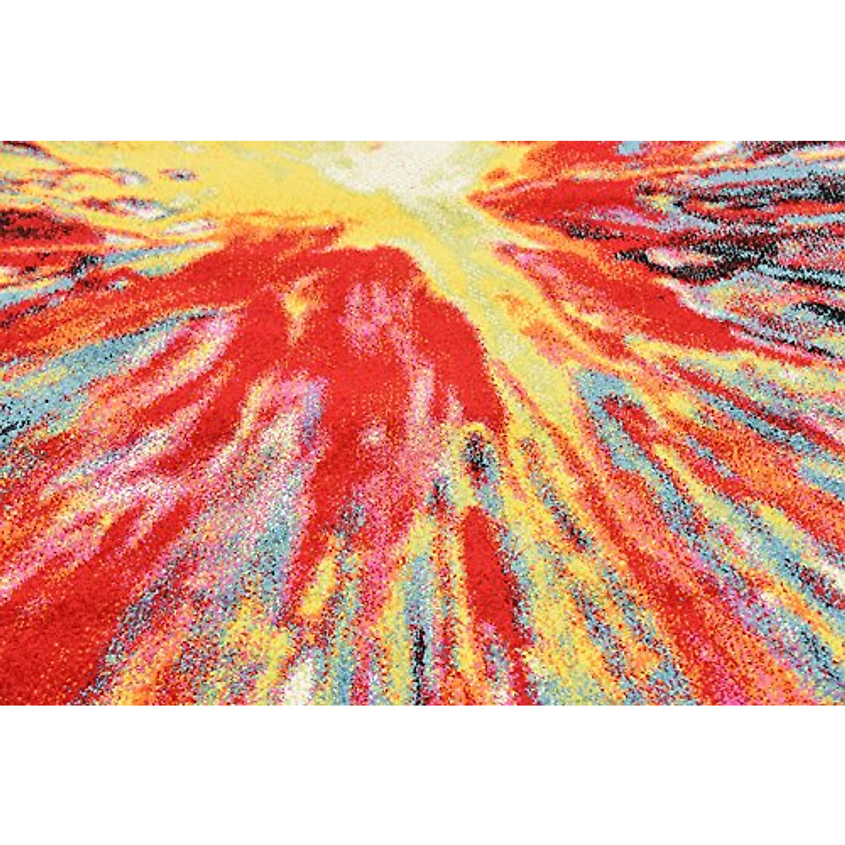 Unique Loom Lyon Collection Modern Abstract Tie-Dye Fireworks Area Rug, 5 x 8 Feet, Multi/Blue